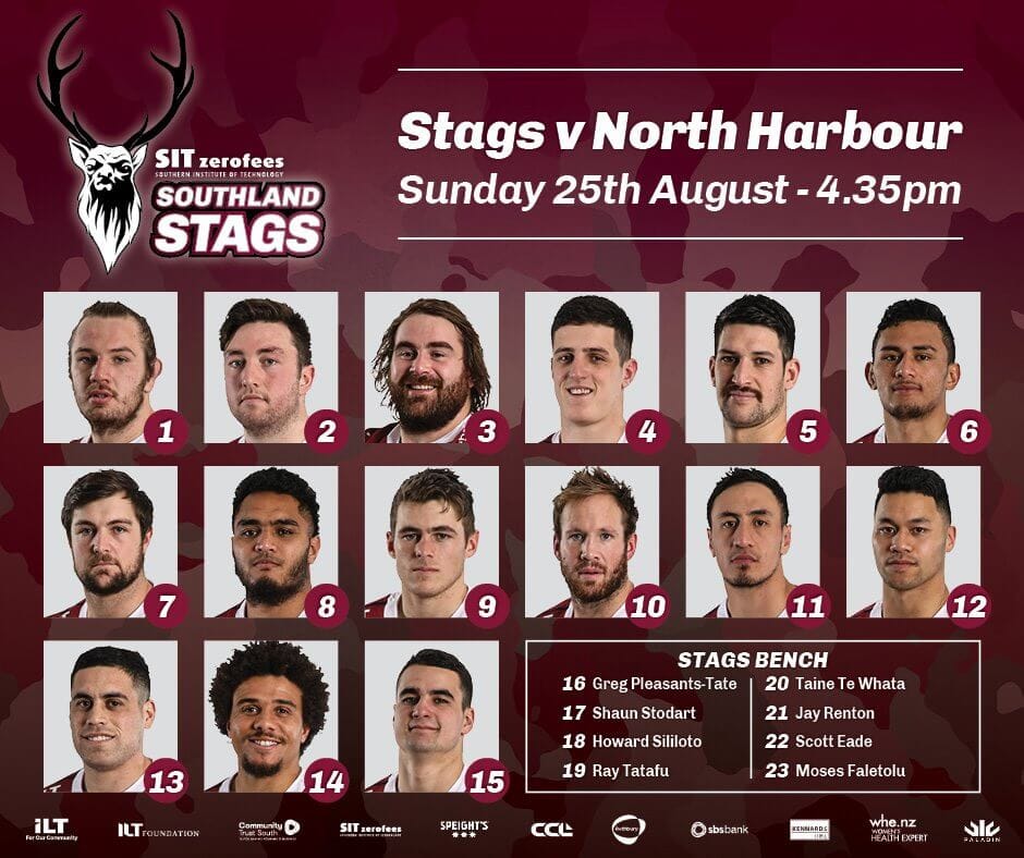 Southland Stags Team To Take On North Harbour At Rugby Park On Sunday